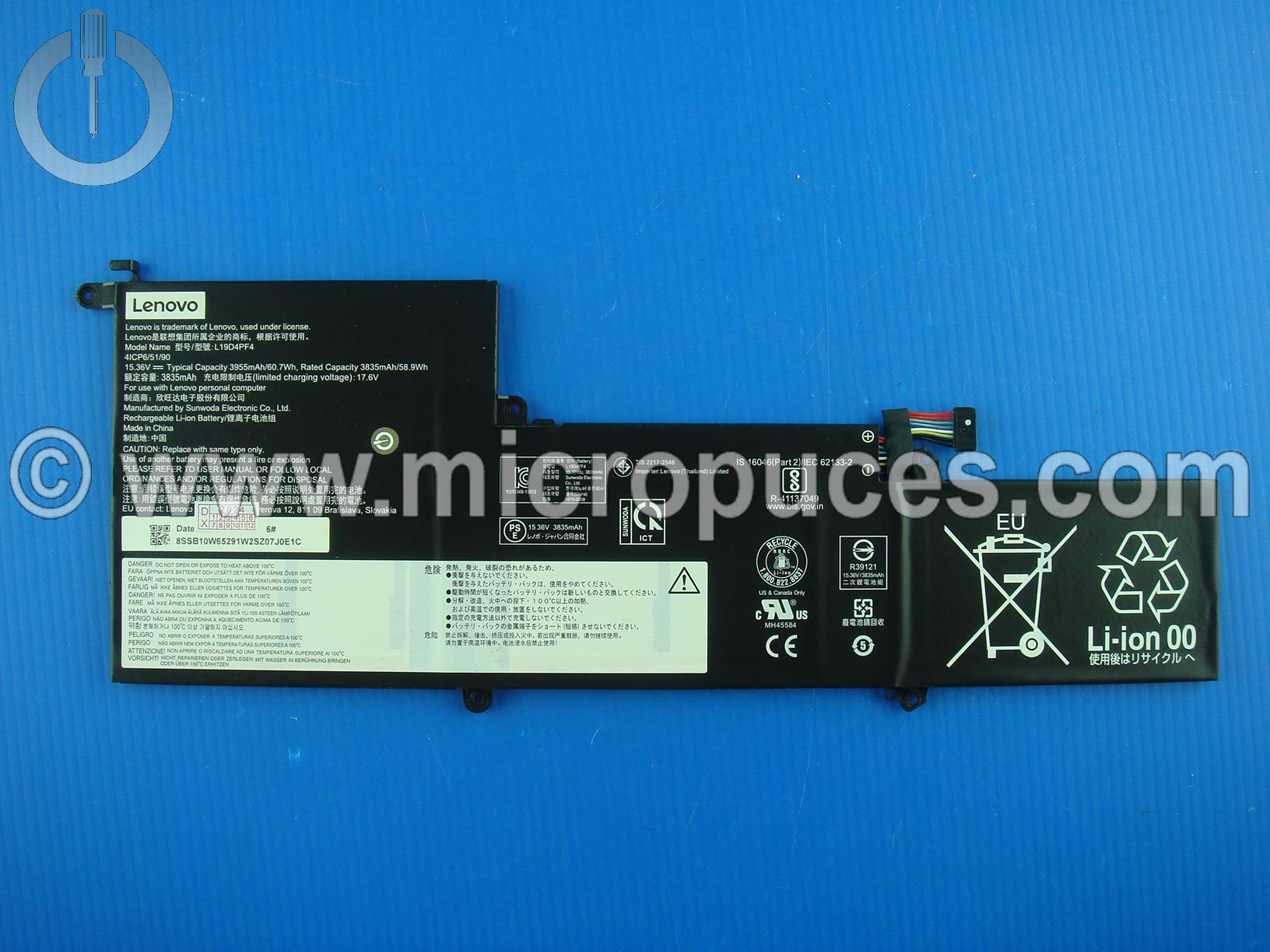 Batterie d'origine LENOVO 15.36V 60.7Wh 4 cellules